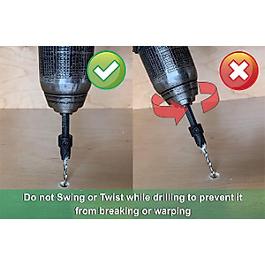 JNB Pro Wood Countersink Drill Bit Set 3 Pieces #6 (9/64') #8 (11/64") #10 (3/16") Avellanador para Madera with Adjustable Stop Collar and Hex Wrench - Quick Change Woodworking Drill Bits