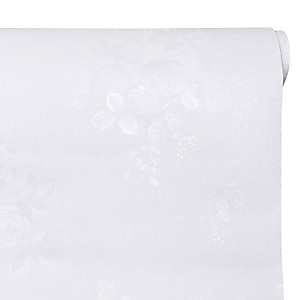 SimpleLife4U White Rose Flower Furniture Paper Adhesive Shelf Liner DIY Storage Chest Drawers 17.8 Inch by 9.8 Feet