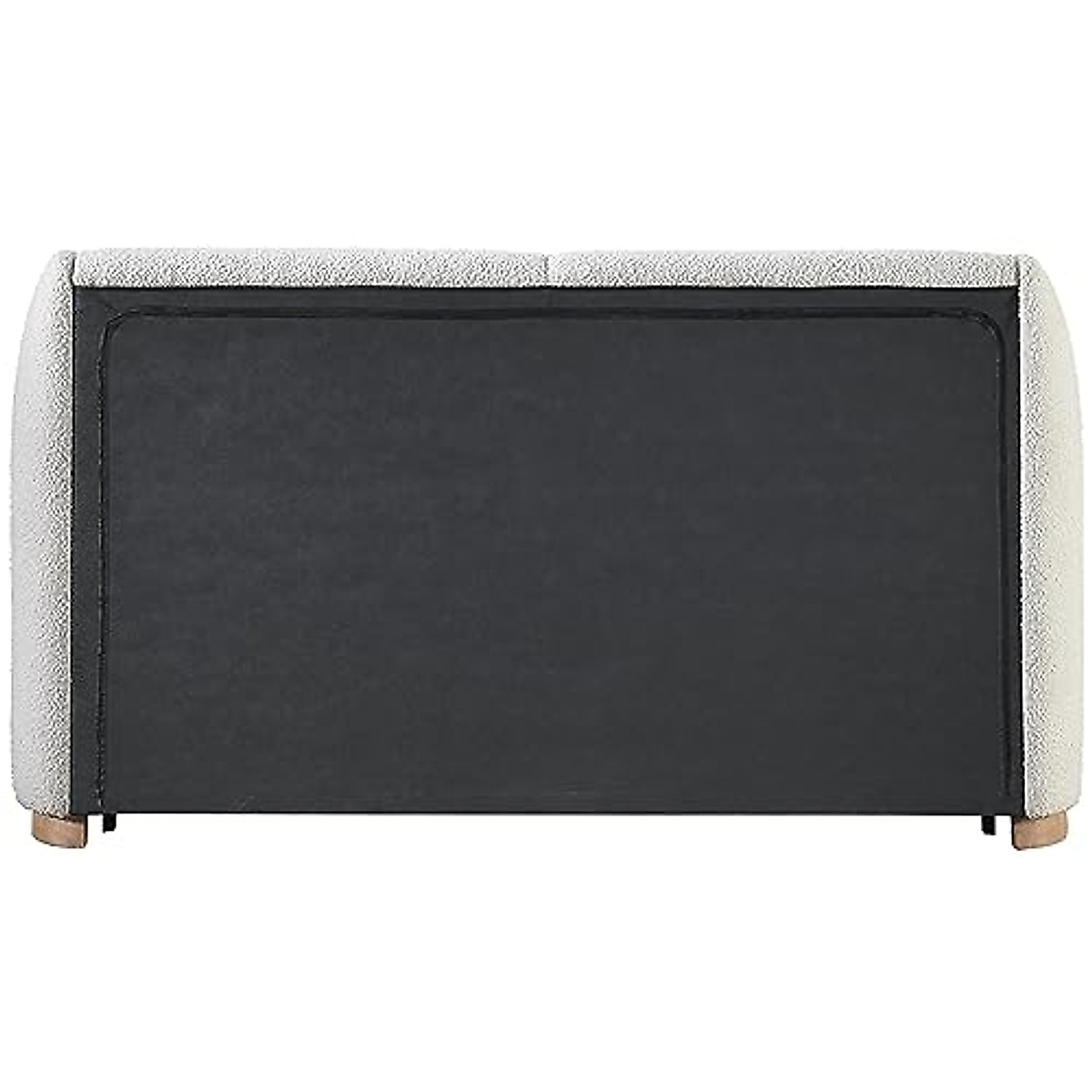 Meridian Furniture JardinCream-F Jardin Collection Art Deco Full Bed with Rich Cream Boucle Fabric, Solid Wood Base, Rounded Wing Back Bed, 60" W x 85" D x 40.25" H, Cream, Full