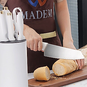 Kitchen Knife Set, Justup 7pcs Stainless Steel Knife Sets for Kitchen with Block, Ultra Sharp Home Kitchen Chef Knife Set, Paring Utility Fruit Knives Knife Set With Block White Knife Set