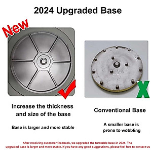 Lazy Susan Tempered Glass Heavy Duty Turntable Round Dining Table Swivel Large Tabletop Serving Plate Transparent Rotating Tray with Silent Bearing Centerpieces ( Battery *1 : Ø 60cm/24in )