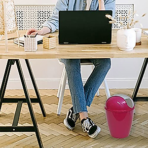 Evideco French Home Goods Pink Round Floor Trash Can Waste Basket 4.5-liters-1.2-gal