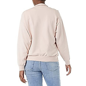 Daily Ritual Women's Terry Cotton and Modal Relaxed-Fit Quarter-Zip Sweatshirt, Light Pink, X-Large