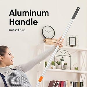 Horse Hair Broom, Broom for Hardwood Floors 18" Horsehair Swivel Kitchen Broom, Soft Bristle Broom with Telescopic Handle