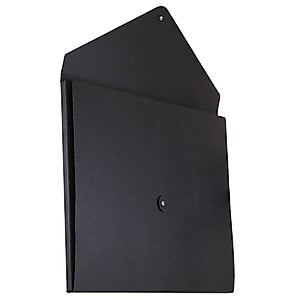 JAM PAPER Kraft Portfolio with Button and String Closure - Jumbo - 12 1/2 x 16 1/2 x 1/2 - Black Recycled - Sold Individually