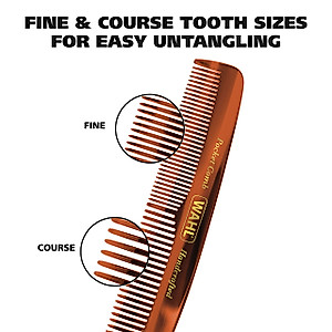 Wahl Beard, Mustache, & Hair Pocket Comb for Men's Grooming - Handcrafted & Hand Cut with Cellulose Acetate - Smooth, Rounded Tapered Teeth - Model 3324
