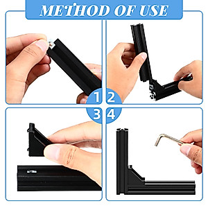 Zhengmy 50Sets 2020 Series Aluminum Profile Connector Set Including 50Pcs Corner Bracket 100 Pcs M5 T Nuts 100 Pcs M5x8 mm Hex Screw Bolt for 6 mm Slot Aluminum Profile Rail Accessories,black, silver