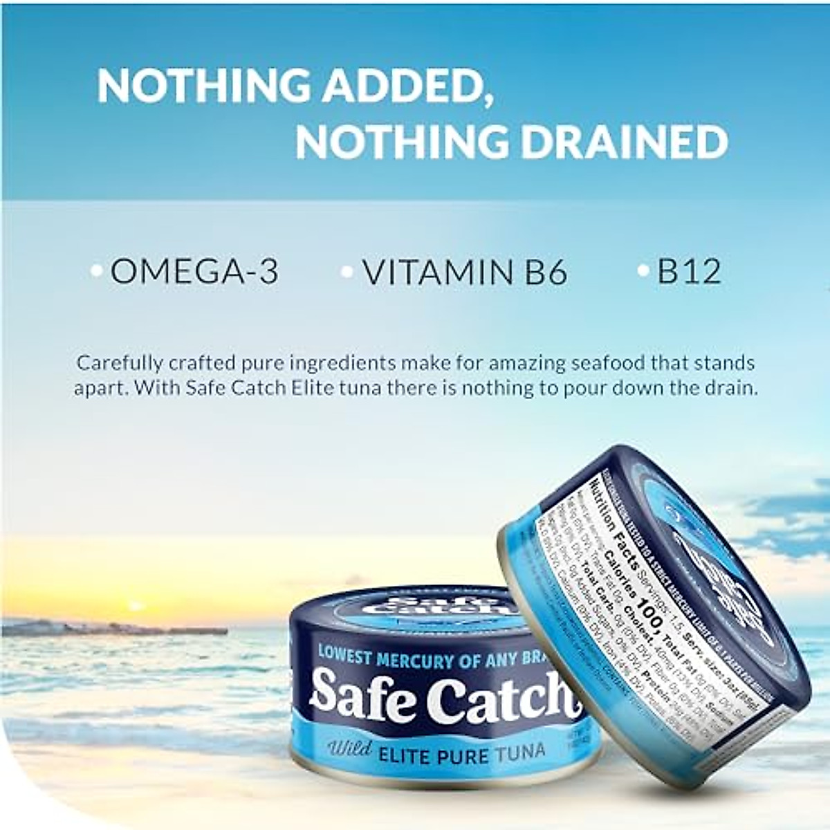 Safe Catch Elite Lowest-Mercury Canned Solid Wild Tuna Fish Steak, Every Fish Is Tested, Gluten-Free, Paleo, Keto, Kosher, Non-GMO, High-Protein Food, 5oz Cans, Pack of 12