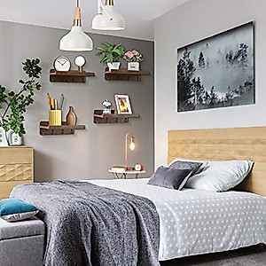 vrupin Natural Solid Wood Floating Shelves Set of 2, Floating Shelves Wall Mounted for Bedroom, Bathroom, Living Room, Kitchen, Laundry Room Storage & Decoration (Black)