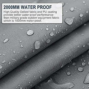 Fonzier Oxford Fabric Travel Trailer RV Cover Windproof Camper Cover Breathable for 26’1”-28’6” with 4 Gutter Spout Covers Tongue Jack Cover Extra 2 Windproof Straps