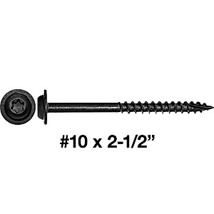 #10 x 2-1/2" Round Washer Head Truss Head Screw. Torx/Star Drive Head Wood Screws. Multipurpose Cabinet, Furniture, Siding and Trim and General Construction - 1 Pound ~72 Screws