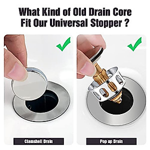 GOWIN Universal Bathroom Sink Stopper, Pop Up Sink Drain Plug for 1.02''-1.96'' Drain Holes,Bathroom Stainless Steel Sink Drain Filter with Basket (Chrome)