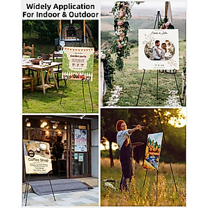 Nicpro Folding Easels for Display, 2 Pack 63 Inch Metal Floor Easel Stand Tripod Black Portable for Artist Poster Wedding with Carry Bag