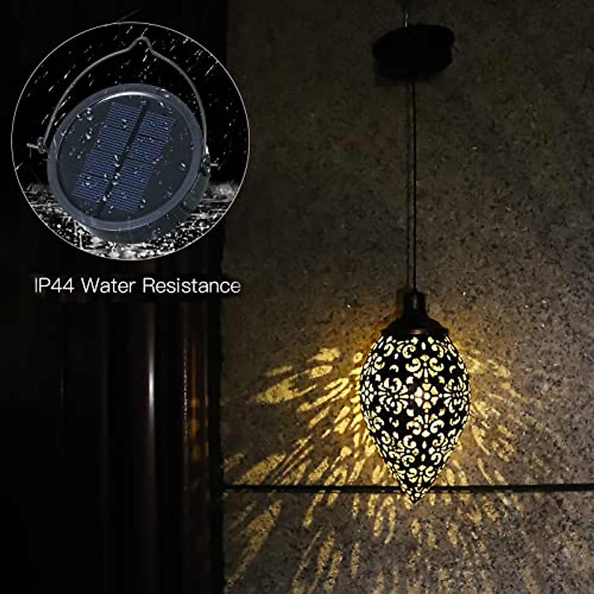 Tomshine Hanging Solar Lights Solar Lantern LED Garden Lights Metal Lamp Waterproof for Outdoor Hanging Decor (2 Pack)