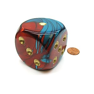 Chessex Gemini Red-Teal D6 with Gold Pips 50MM