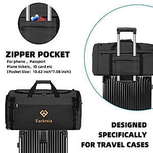 Eackrola Extra Large Sports Gym Bag, Travel Duffel bag with Wet Pocket & Shoes Compartment for men women, 85L, Lightweight （Gray）