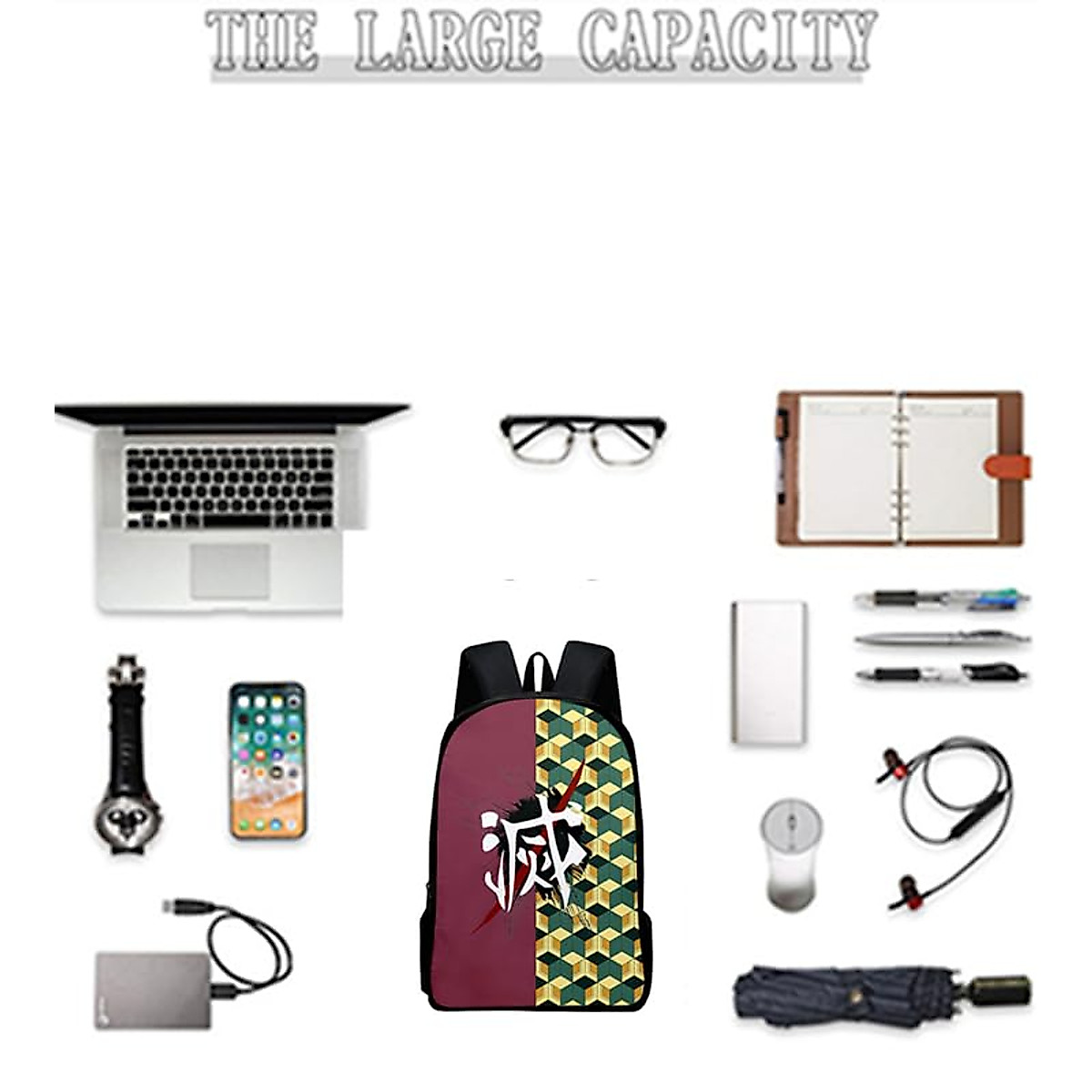 Volrath Anime Kamado Tanjirou Kamado Nezuko Lightweight Casual Anime Backpacks Travel Backpack Cosplay(bag-5)