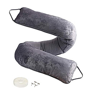 fowong Door Draft Stopper 38 Inch Weighted Under Door Draft Blocker Soundproofing Guard Wind Blocker with Hook Tapes for Easy Install, Grey