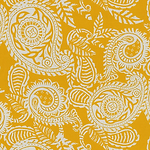 Pillow Perfect Paisley Indoor/Outdoor Chairpad with Ties, Reversible, Tufted, Weather, and Fade Resistant, 15.5" x 16", Yellow/Ivory Addie, 2 Count