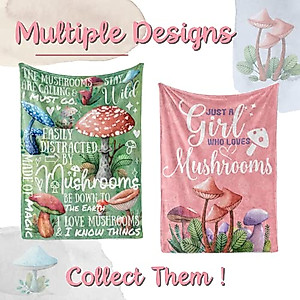 InnoBeta Mushroom Blanket, Best Gifts for Mushroom Lovers, Unique Mushroom Design, Throw Blanket Gifts for Women, Family, Friends, Flannel Plush Blankets - Mushroom Quotes - 50"x 65"