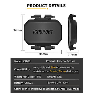 iGPSPORT Bike Cadence Sensor, Cycling RPM Monitor, Bluetooth ANT Compatible with Bike Computer Spin Bike Stationary Bikes