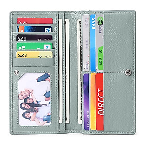 GOIACII Wallets for Women RFID Blocking Ultra Slim Real Leather Credit Card Holder Clutch