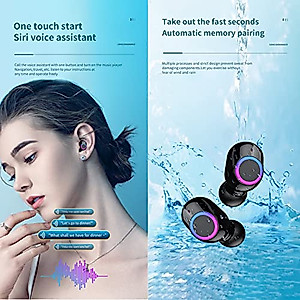 Fenpos Mini Portable Pocket Wireless Earbuds, CVC8.0 Noise Cancel Bluetooth 5.2 Headphones with Hi-Fi Stereo Audio, Touch Control Bluetooth Headphones, Waterproof Sport Earphones (300mAh Black-Silver)