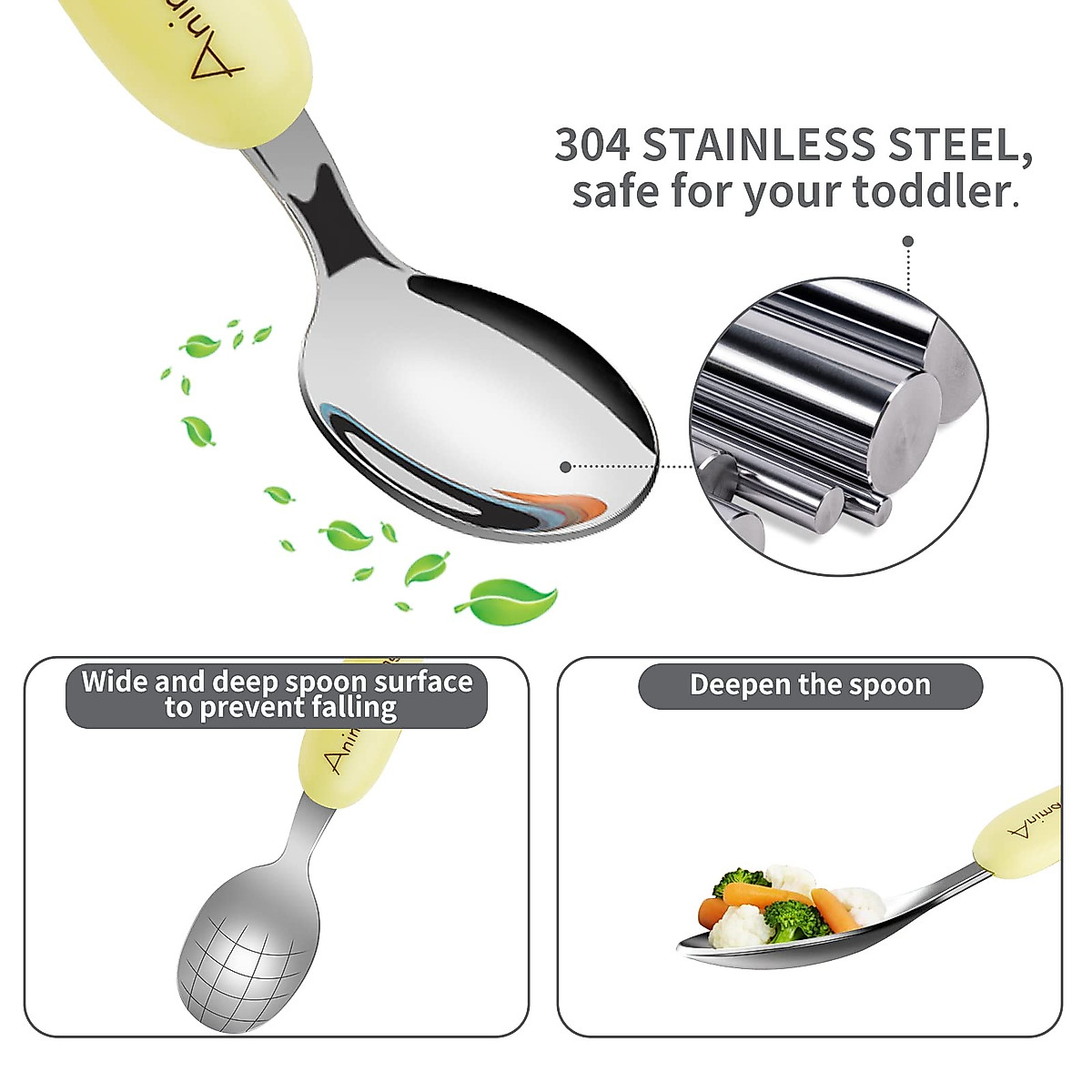 Lehoo Castle Toddler Utensils Set, 6PCS Toddler Silverware Spoon and Fork Knife Set, Children's Flatware Set (Animal Kingdom)
