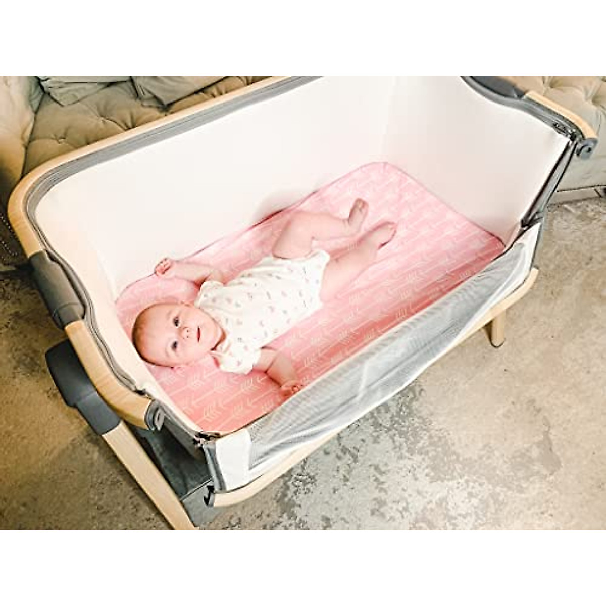 Bassinet Bed Sheets – Premium Bassinet Fitted Sheets for Halo, Mika Micky, Maxi COSI & Others - 4 Pack – 100% Jersey Knit - Bassinet Bedding for Standard Size Oval or Halo Bassinet Pads for Girls