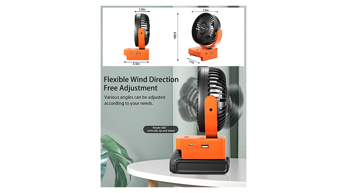 Portable Rechargeable Fan for Black & Decker Batteries