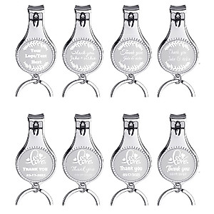 100Pcs Personalized Nail Clipper Bottle Opener with Logo Text for Men Women, Wedding Favors For Guests Bulk,Engraved 4 in 1 Multi Function Bottle Opener Party Holiday Father's Day Graduation Favors