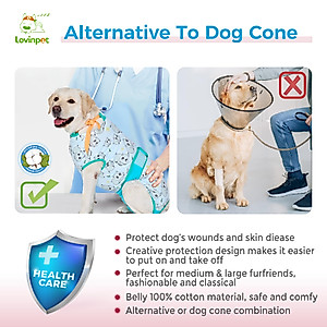 LovinPet Dog Cone Alternative After Surgery - Surgical Suit for Dogs Female Female & Male Anti-Licking Protection Full Body Coverage for Anti-Shedding