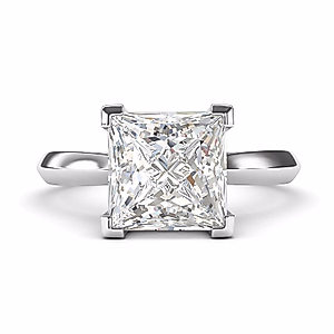 10k White Gold Square 8mm Simulated Princess Cut Diamond Engagement Ring Knife Edge Promise Bridal Ring (7)