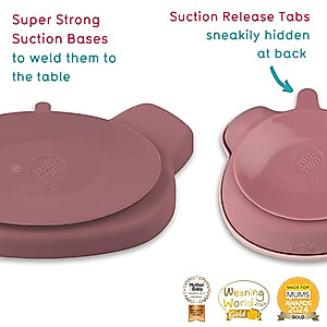 TUM TUM Baby Dinner Set for Weaning, Includes Silicone Suction Plate & Bowl, Baby Cutlery, 6 Months Plus, Dishwasher Safe, BPA Free (Betsy Bear)