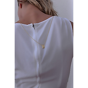 FRONAY 14k Gold Plated Silver Escapulario Necklace, Double Sided Scapular Pendant, Religious Fine Jewelry