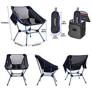 FBSPORT 2 Pack Portable Camping Chairs Lightweight Backpacking Chair Compact & Heavy Duty for Camp, Backpack, Hiking, Beach, Picnic, with Carry Bag