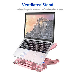 Viwind Laptop Stand for Desk,Ergonomic Adjustable Computer Stand Riser,Portable Notebook Holder Mount Tablet Elevator with Heat-Vent&Phone Stand for MacBook,Dell,Thinkpad,More 10-15.6" Laptop-Pink