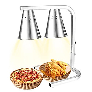 HORESTKIT Food Heat Lamp Food Warmer, Commercial Grade, Adjustable Stand with Two 250-watt Bulbs, Free-Standing, Non-Slip feet, No Pan