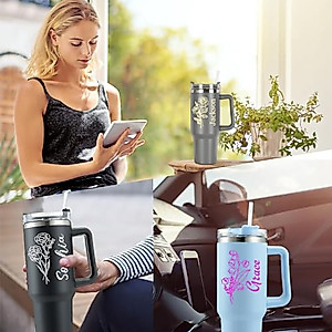 Mothers Day Gifts Personalized 40oz Tumbler Custom Tumbler Cup Sublimation Tumbler with Lid & Straw Colorful Text Customized Stainless Steel Insulated Cup Personalized Gifts for Mom Grandma Wife