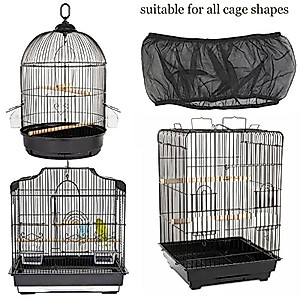 Bird Cage Seed Catcher,Nylon Mesh Parrot Net,Feather Seed Catcher,Seed Catcher Guard Net Cover,Stretchy Skirt for Bird Cage,Large,Light and Breathable Fabric(Black,Circumference 42"-85")