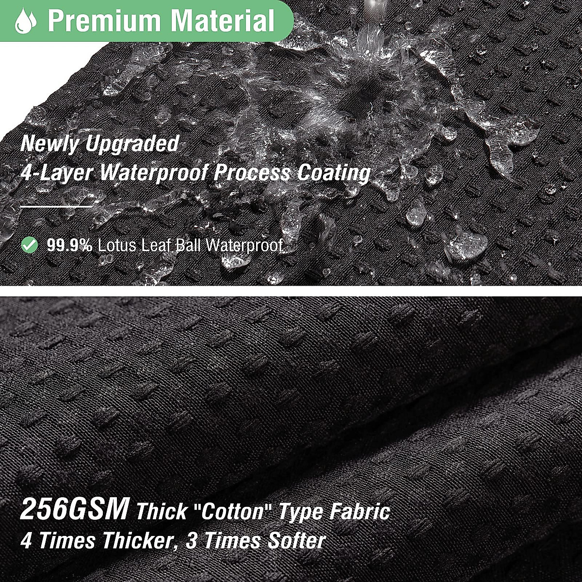 Dynamene Black Fabric Shower Curtain - Waffle Textured Heavy Duty Cloth Shower Curtains for Bathroom, 256GSM Hotel Spa Luxury Weighted Polyester Bath Curtain Set with 12 Plastic Hooks(72Wx72H, Black)