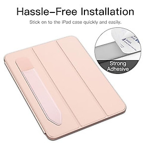 MoKo Pencil Holder Sticker Fit Apple Pencil Pro, Apple Pencil (USB-C), Apple Pencil 1st/2nd Generation, Elastic Pencil Pocket Pouch Adhesive Sleeve Attached to iPad Case for Stylus Pens,Rose Gold