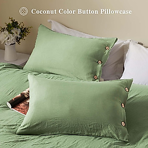 SunStyle Home Olive Green Duvet Cover King Size - Soft Double Brushed King Duvet Cover Set, 1 Duvet Cover 104x90 inches and 2 Pillow Shams, 3 Pieces Comforter Cover with Button Closure