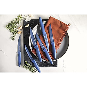 Granitestone Nutriblade 6-Piece Steak Knives Set Stainless Steel Serrated Blades with Comfortable Handles– Dishwasher-safe Rust-proof Steak Knife For Home and Restaurant Use As Seen On TV (Blue)