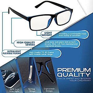 Blue Light Blocking Glasses for Men/Women Anti-Fatigue Computer Monitor Gaming Glasses Prevent Headaches Gamer Glasses