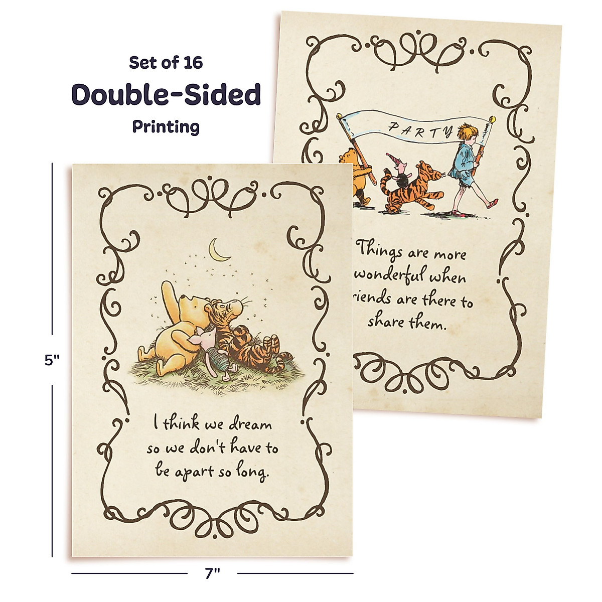 WeeCutes® Winnie Baby Shower Decorations The Pooh Centerpieces Table Quote Cards Birthday Party Supplies Boy or Girl Nursery Decor Prints 16 Pcs 5x7