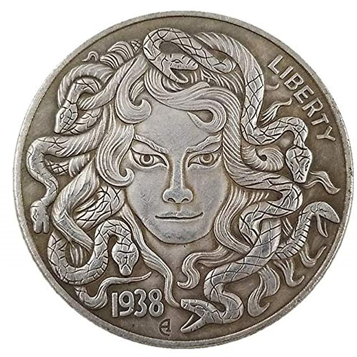 Medusa Head Copy Antique Hobo Coin, US Morgan Hobo Nickel Coin Badge Toy,Protective Case Included