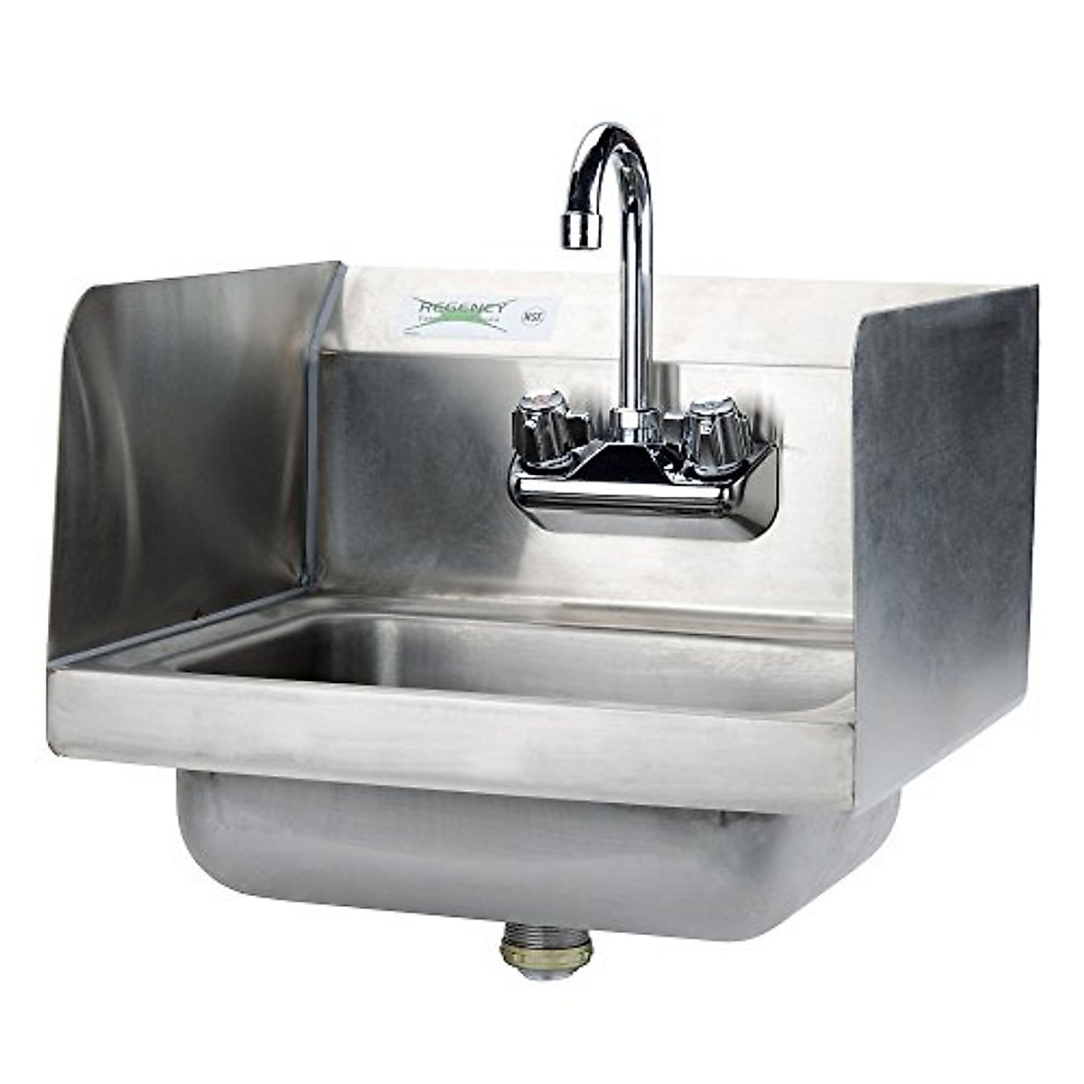 Wall Mounted Hand Sink with Gooseneck Faucet and Sidesplash, 17" x 15"Stainless Steel
