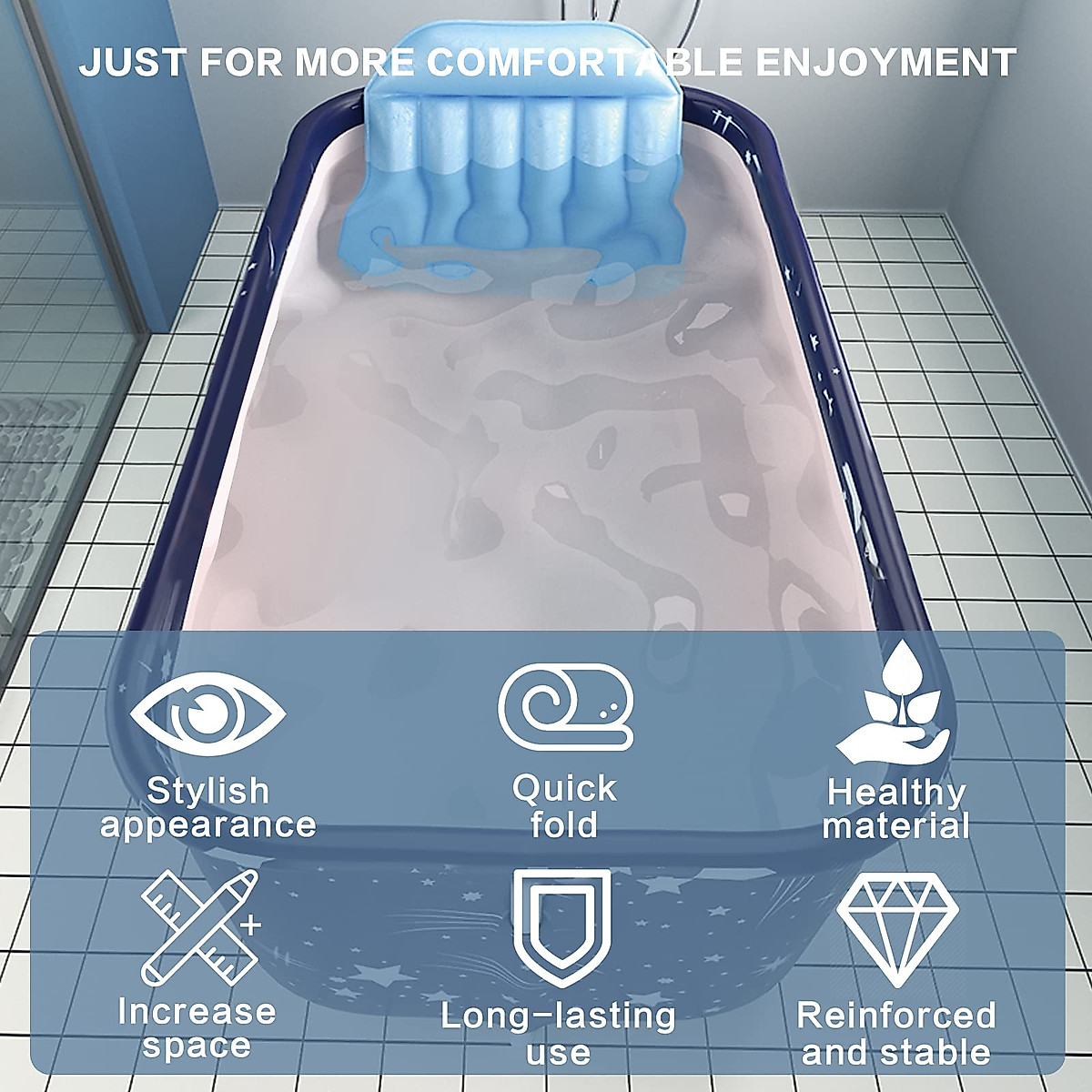 Portable Bath Tub, Foldable Bathtub for Adults and Kids, Therapy Tub for Shower Stall Bathroom Fold Up Japanese Soaking Hot SPA Bathtub, Hot Bath Tub, Ice Bath Tub 45.3''x23.6''x19.7''