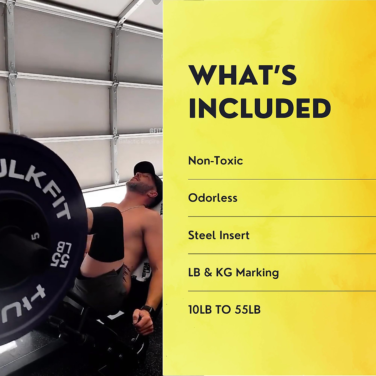 HulkFit Sport Series 2" Olympic Shock Absorbing Rubber Bumper Weight Plates for Barbells - Multi Color 45 lb Single